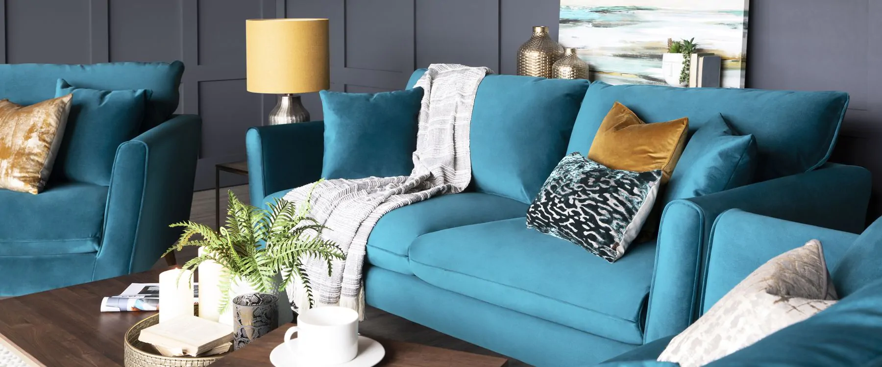 Grey and teal sofa store
