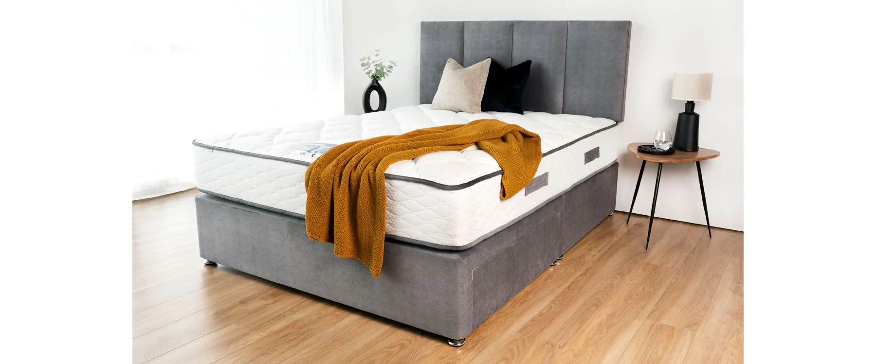 Respa Grey 6ft 2 DrawerFabric Divan Base EZ Living Interiors