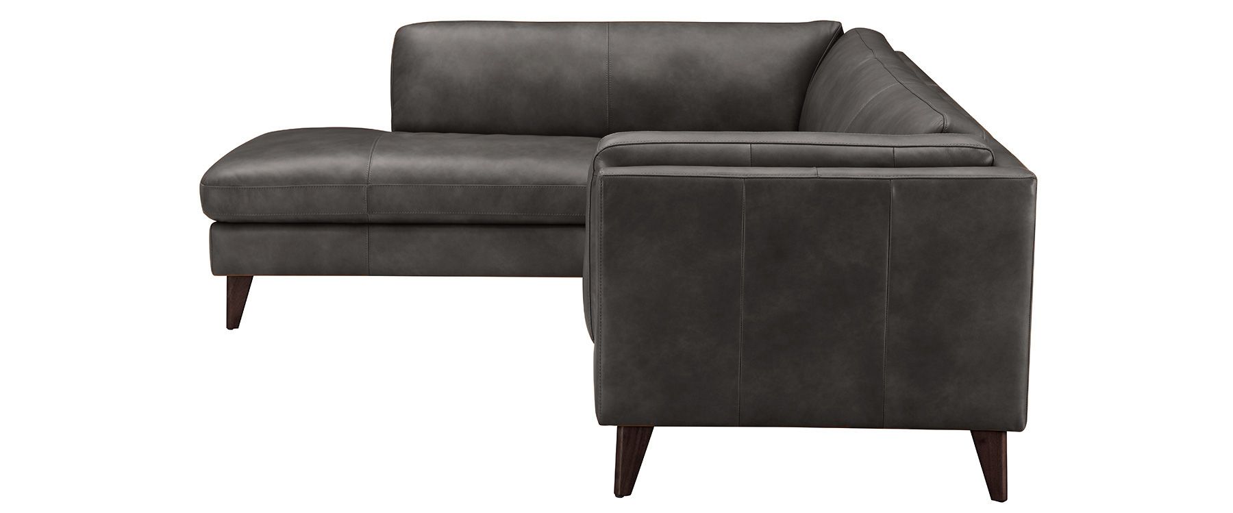Arc Grey Leather Left Hand Facing Chaise