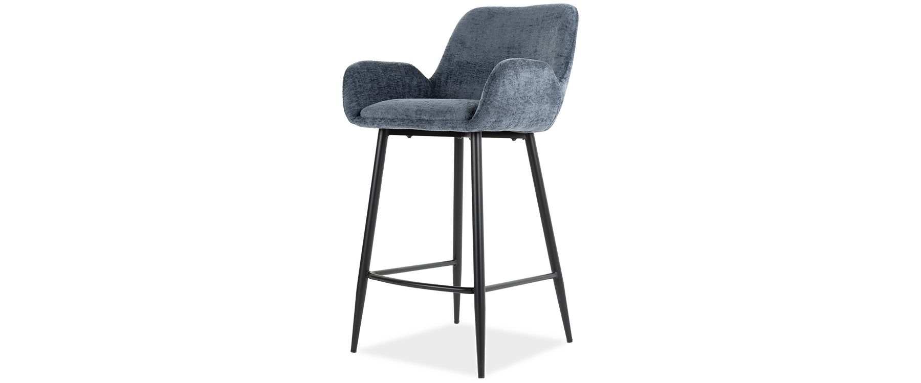 Cody Ocean Blue Fabric Barstool with Cushioned Seat and Armrests