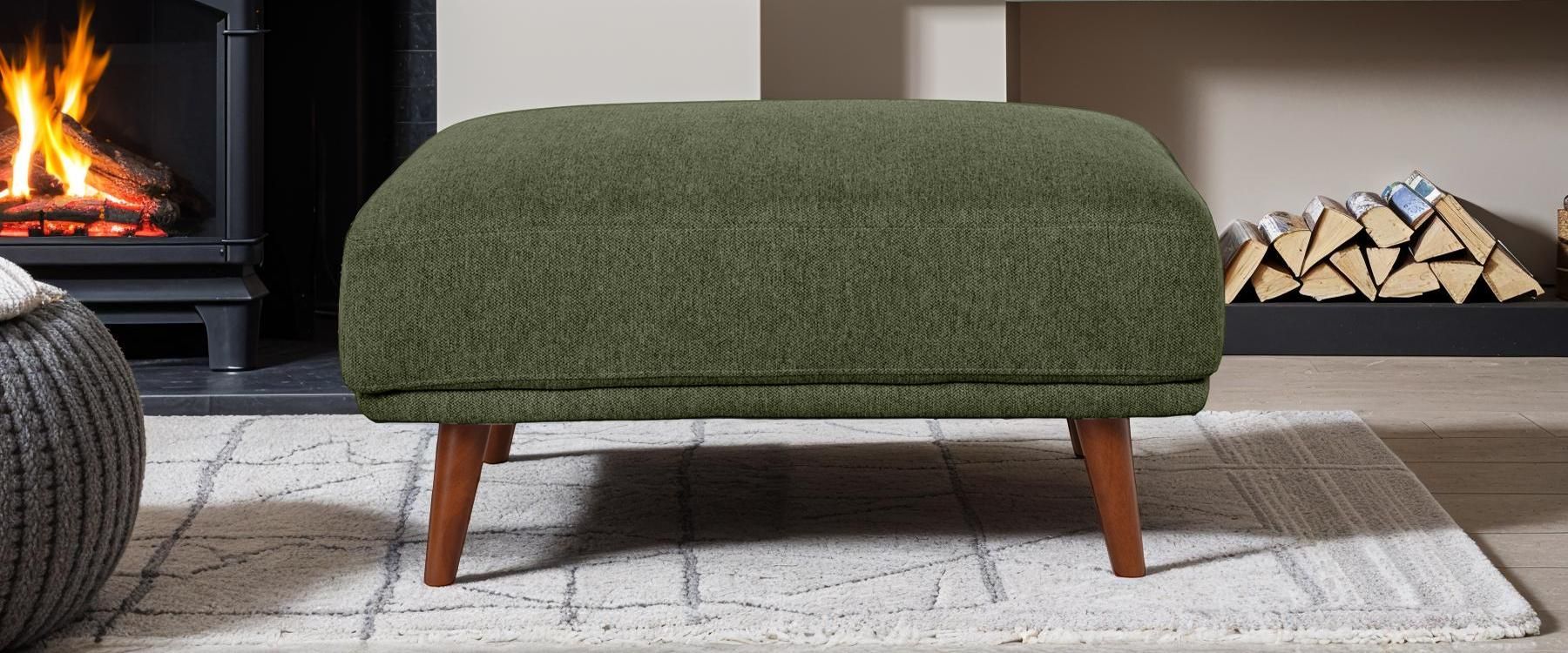 Avery Moss Green Fabric Footstool