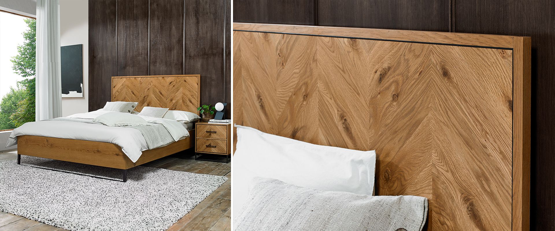 Chevron Oak 5ft King Bedframe | EZ Living Interiors