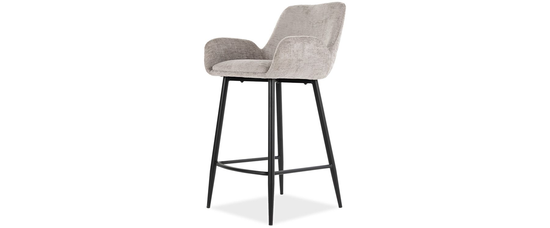 Cody Taupe Fabric Barstool with Armrests and Black Frame