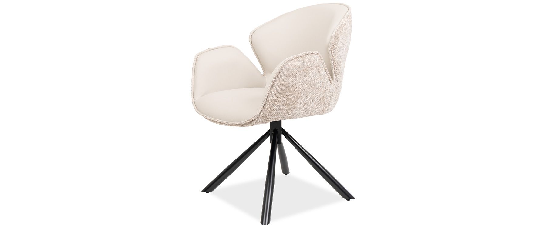 Roman Beige & Taupe Fabric & Faux Leather Dining Chair With Arms