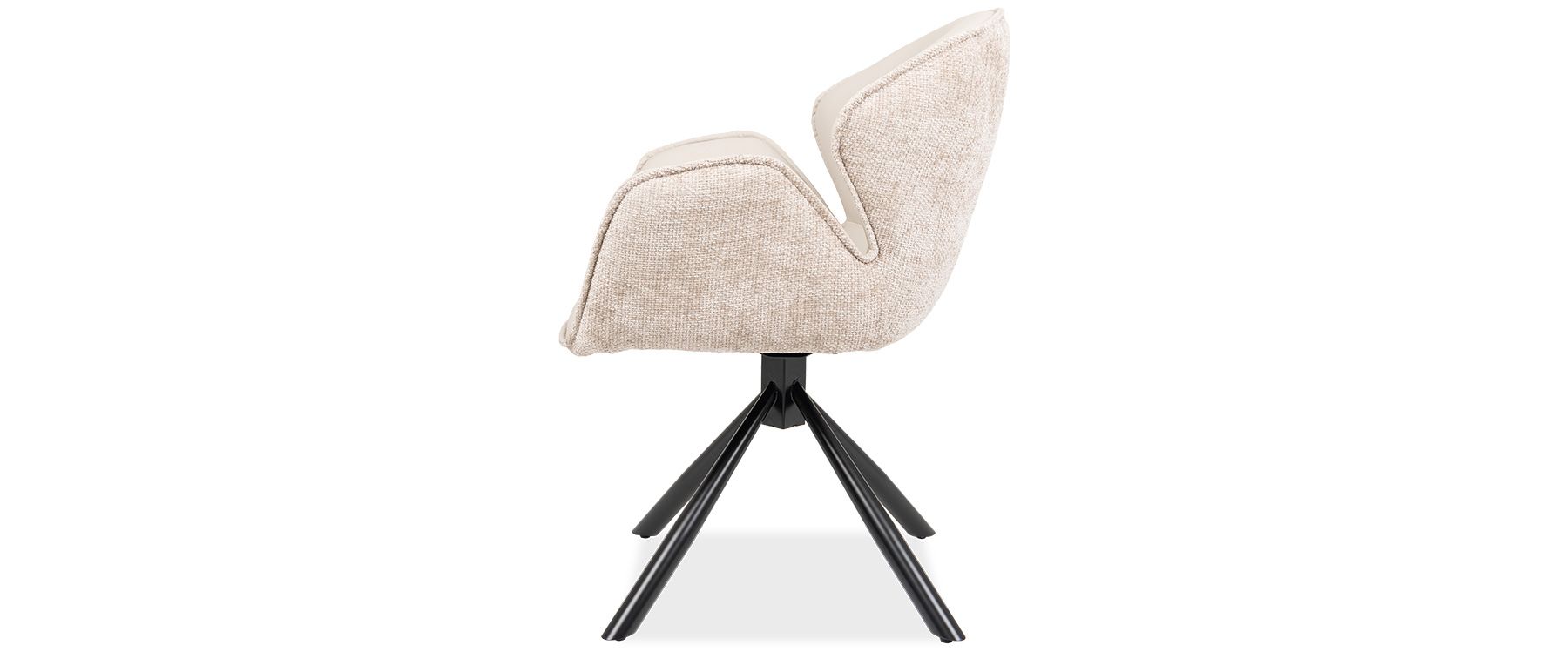Roman Beige & Taupe Fabric & Faux Leather Dining Chair With Arms