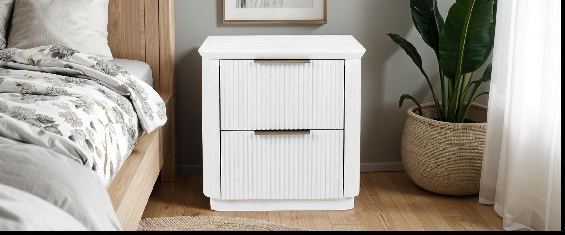 Grace White Wooden 2 Drawer Bedside Locker