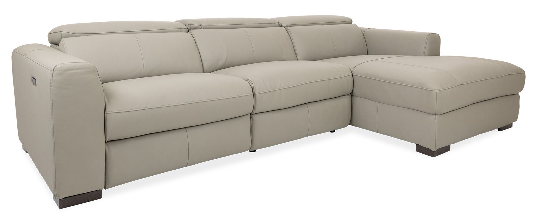 Morgan Sky Leather Corner Right Hand Facing Power Chaise
