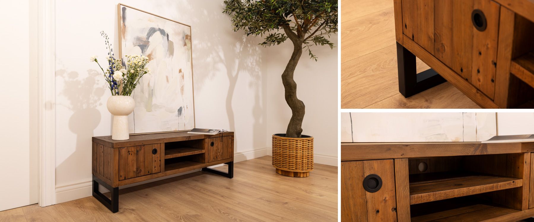Quest Dark Pine Wooden TV Unit – Rustic & Stylish Entertainment Stand