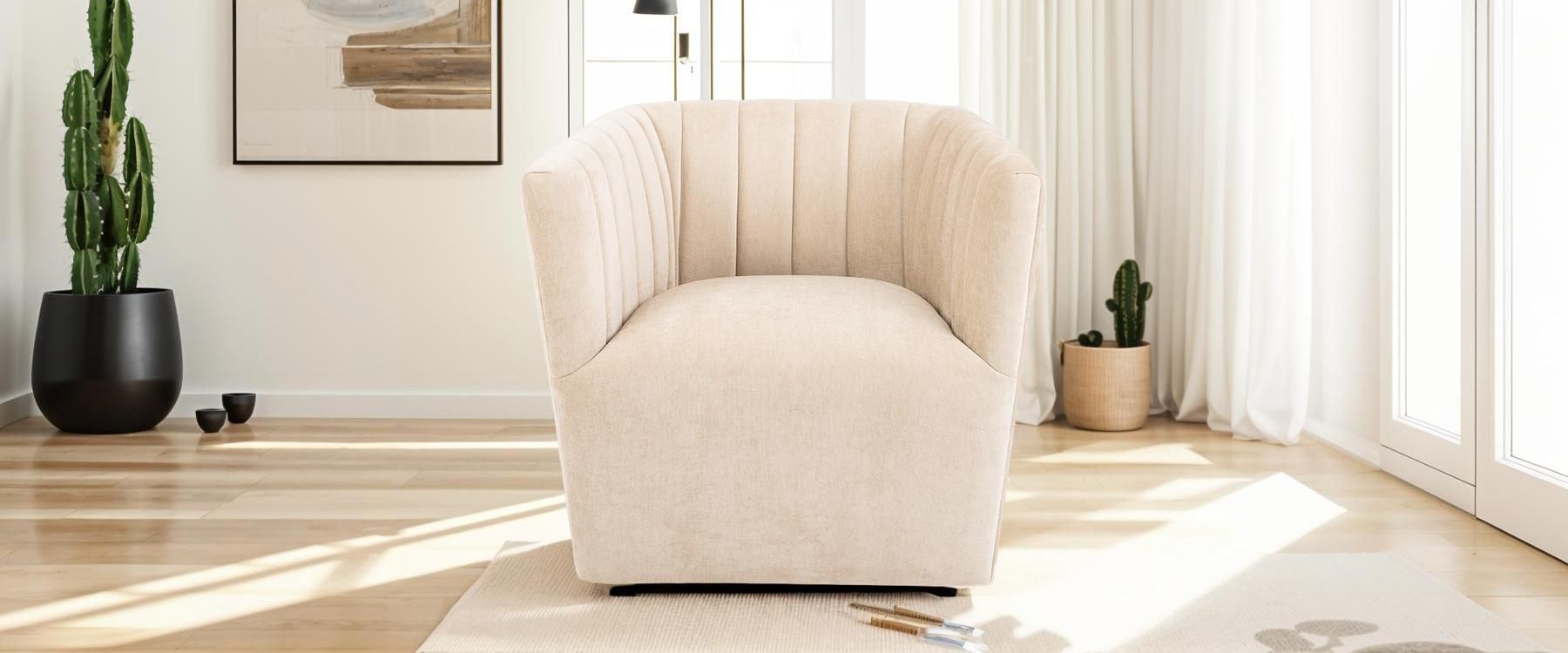 Tubby Cream Velvet Swivel Armchair | Cozy & Stylish Accent Chair